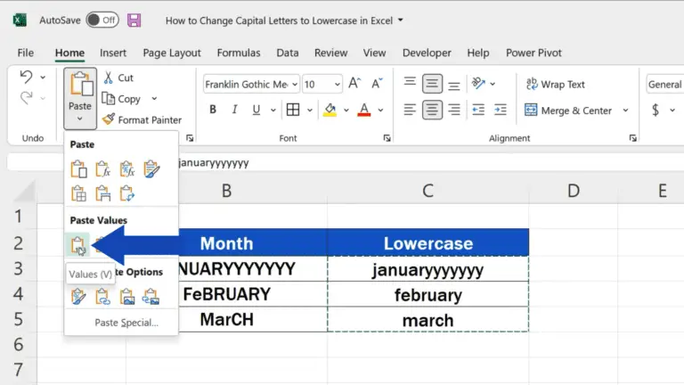 How to Change Capital Letters to Lowercase in Excel