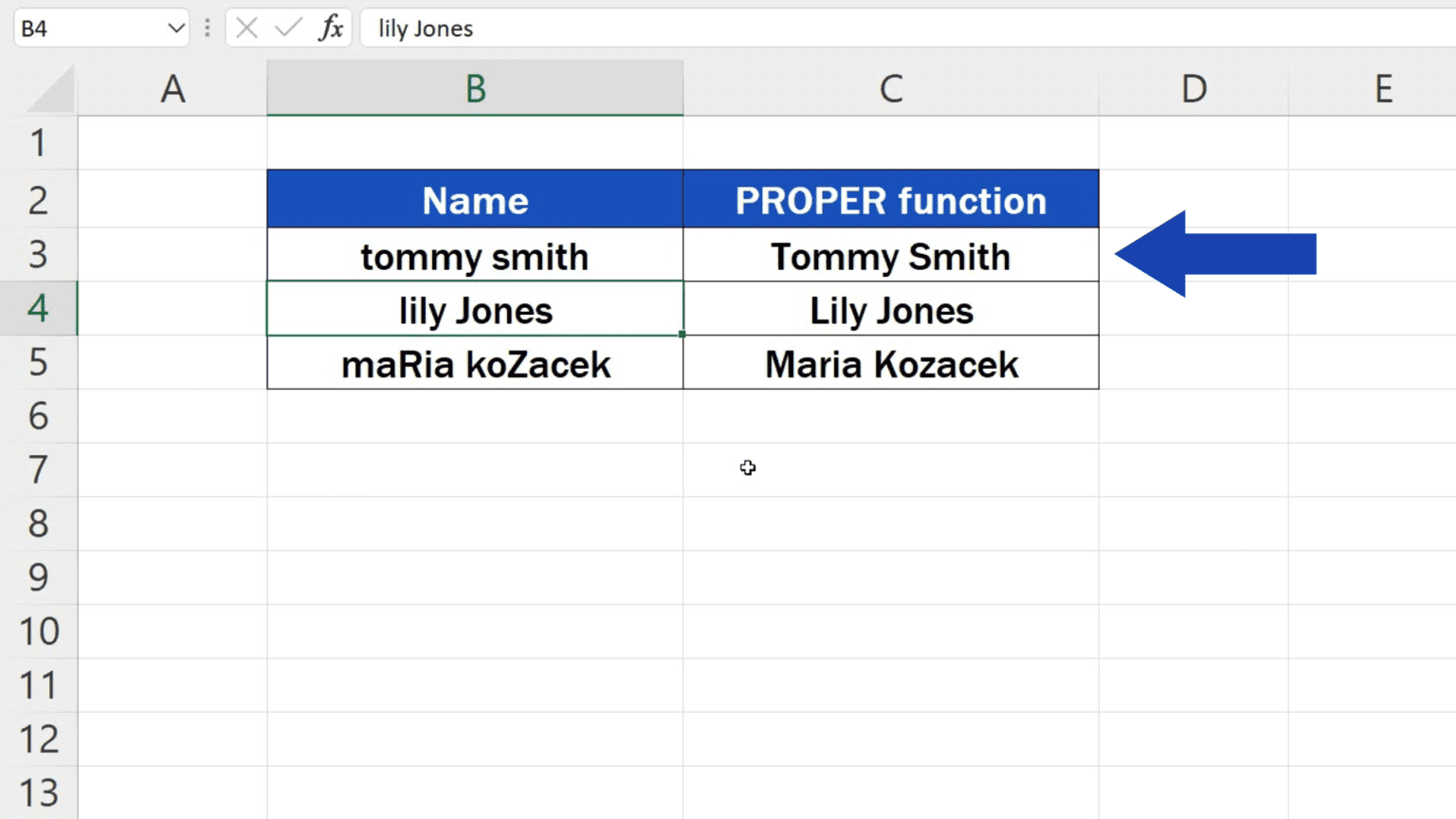 How to Capitalize First Letters in Excel