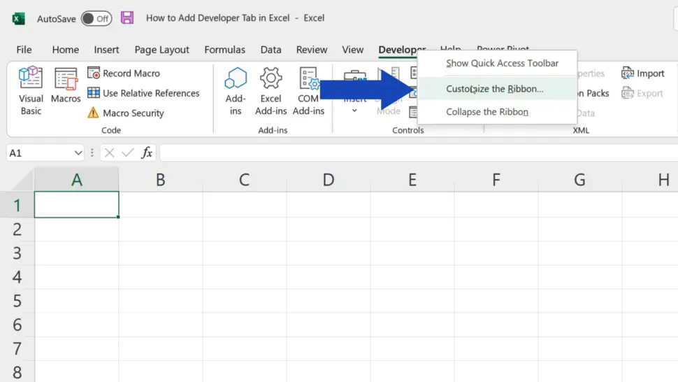 How to Add Developer Tab in Excel