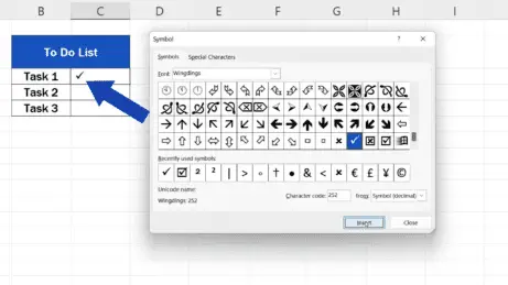 How to Insert a Check Mark in Excel