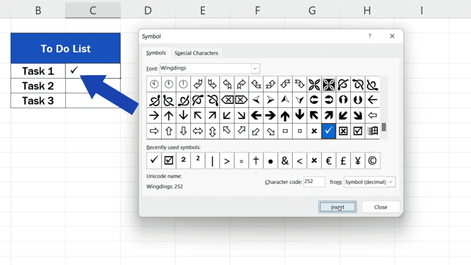 How to Insert a Check Mark in Excel