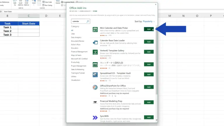 How to Insert a Calendar in Excel