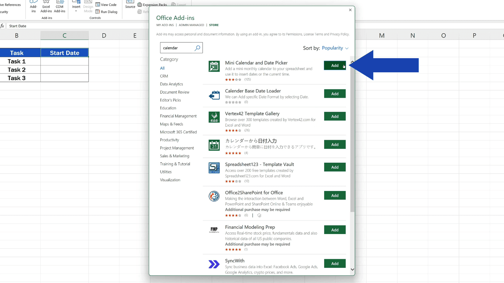 How to Insert a Calendar in Excel