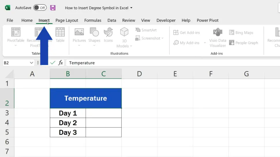How to Insert the Degree Symbol in Excel
