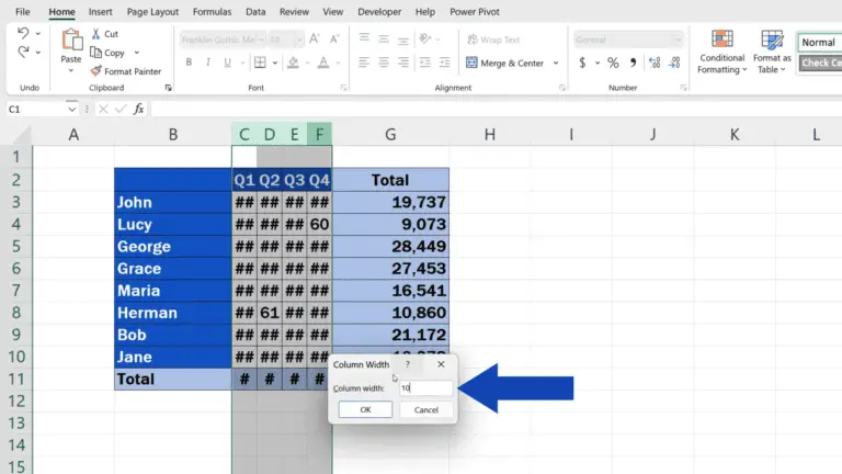 How to Resize Multiple Columns in Excel
