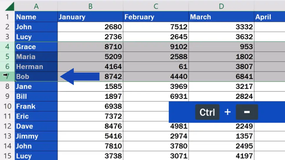 Shortcut Key to Delete Rows in Excel