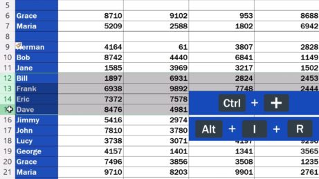 Shortcut Key to Insert Rows in Excel