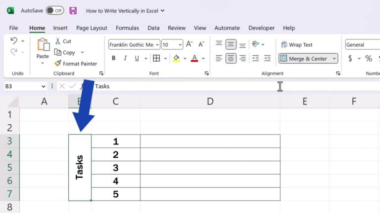 How to Write Vertically in Excel