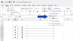 How to Write Vertically in Excel