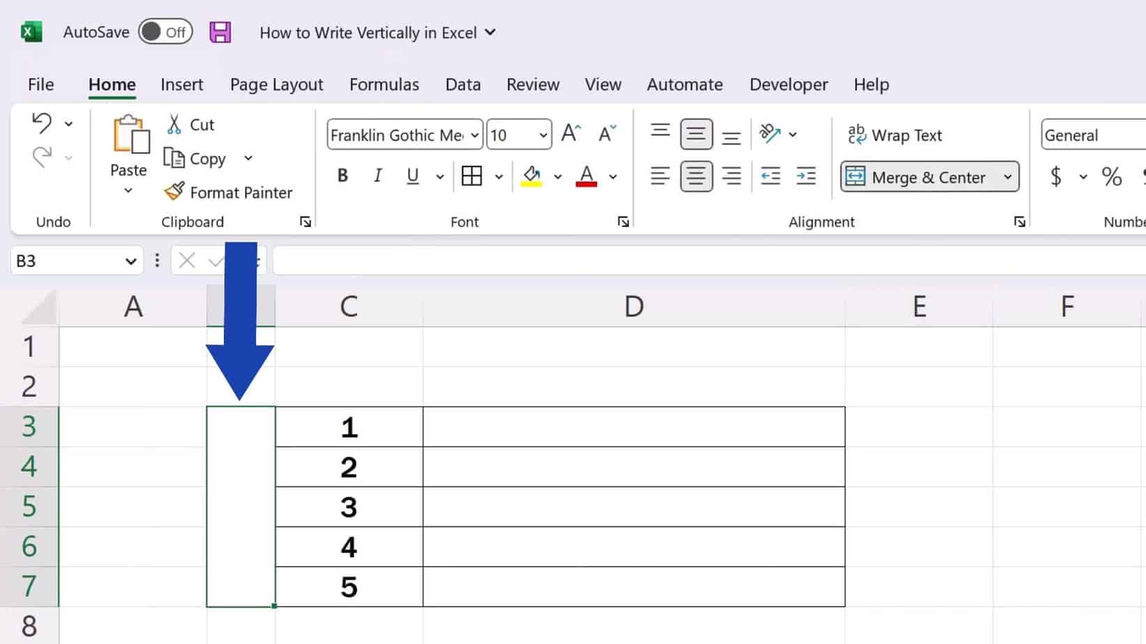 How To Write Vertically In Excel