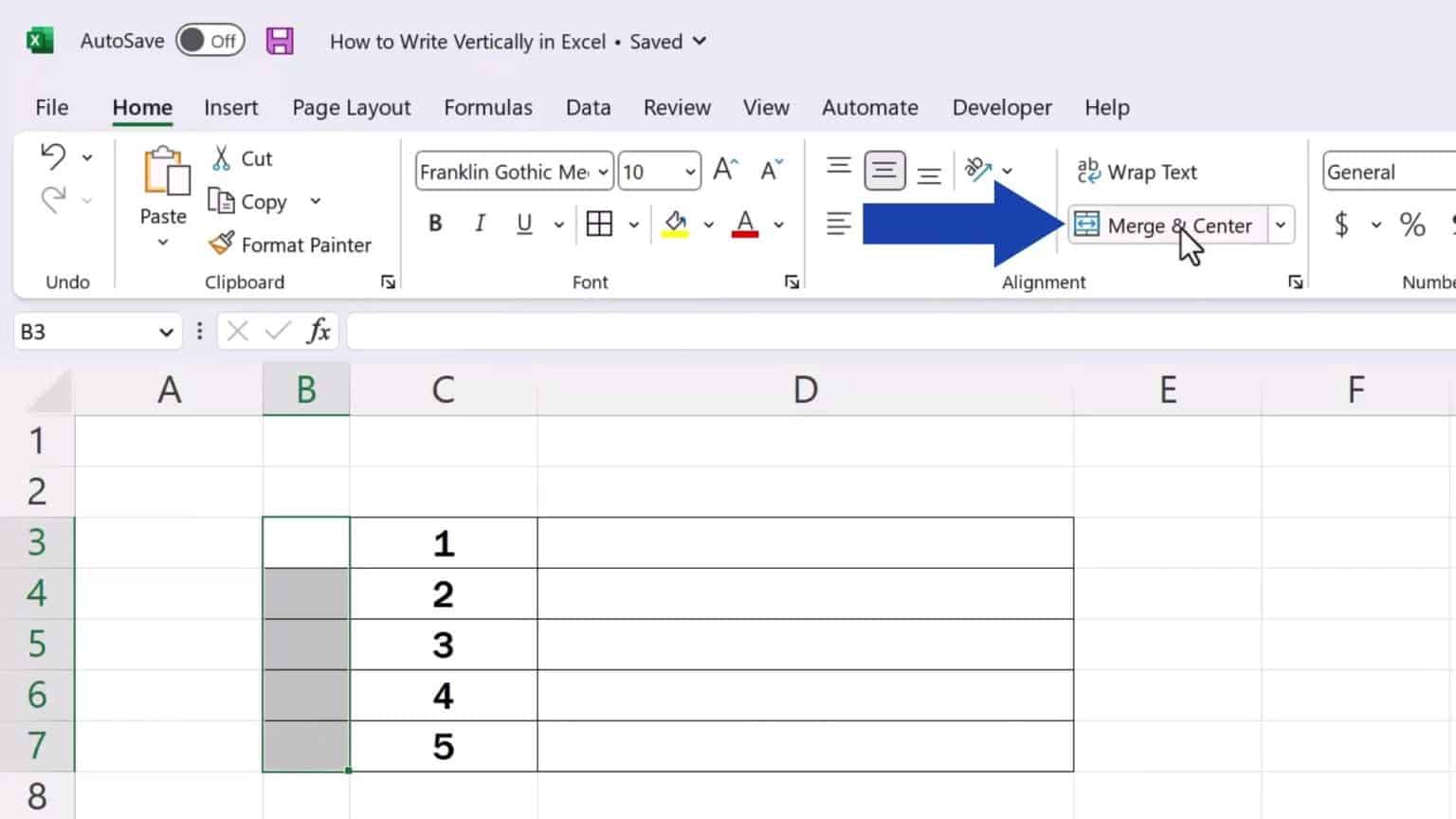 How to Write Vertically in Excel