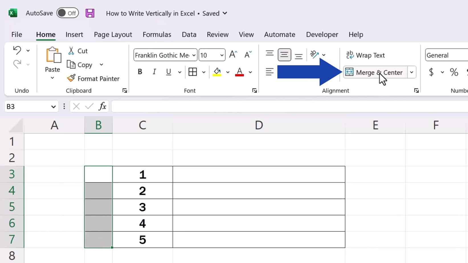 How to Write Vertically in Excel