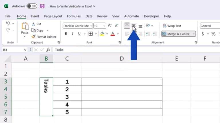 How to Write Vertically in Excel