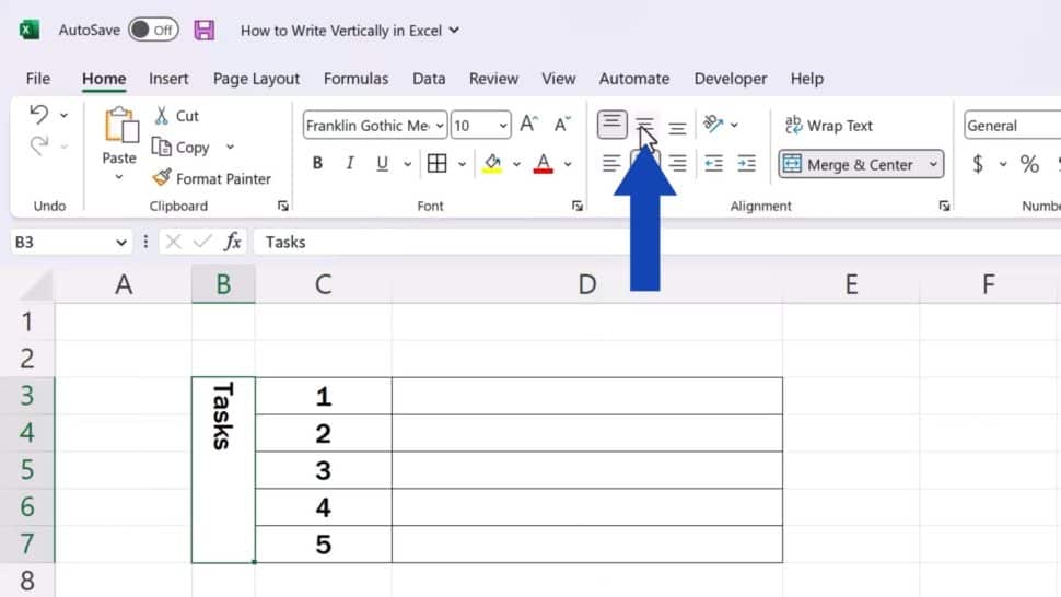 How to Write Vertically in Excel