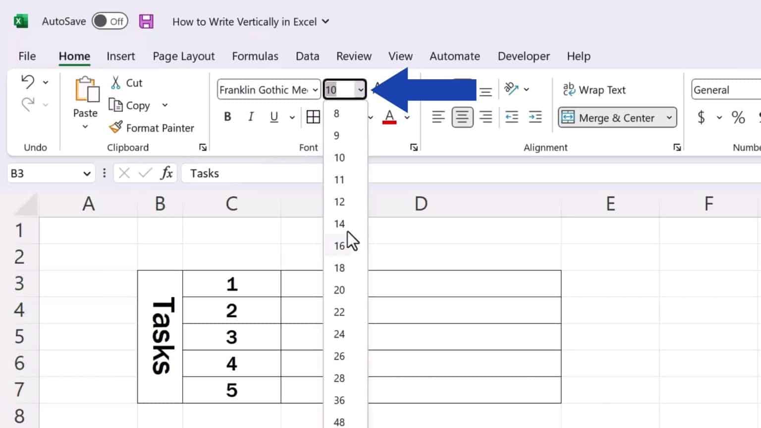 How to Write Vertically in Excel