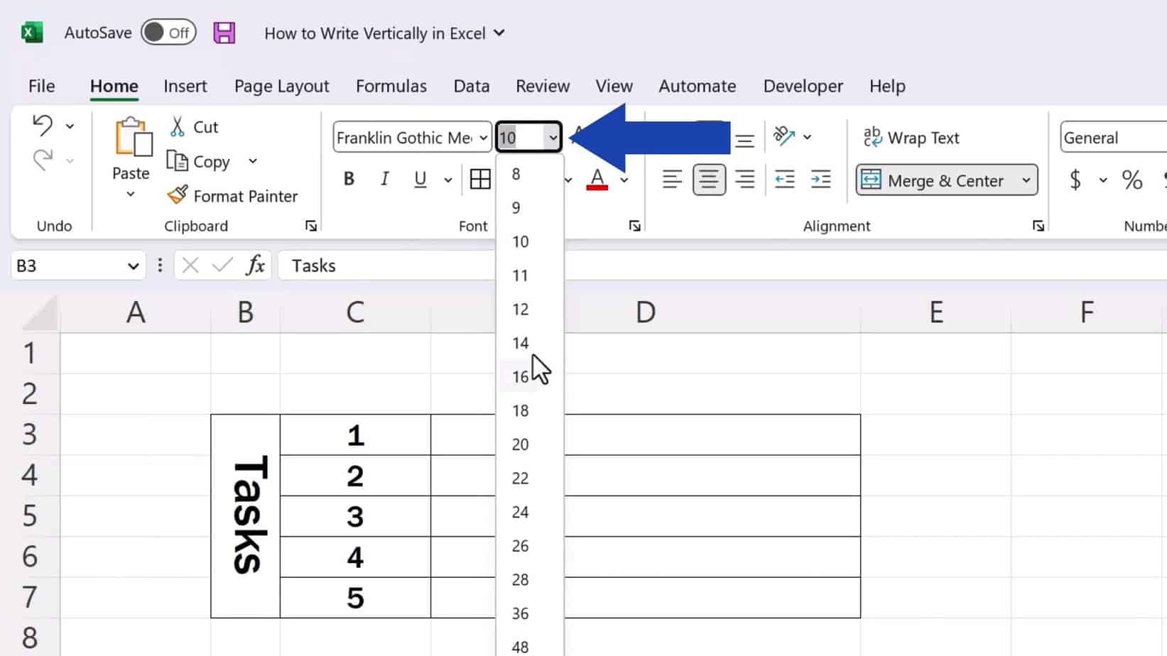 How to Write Vertically in Excel