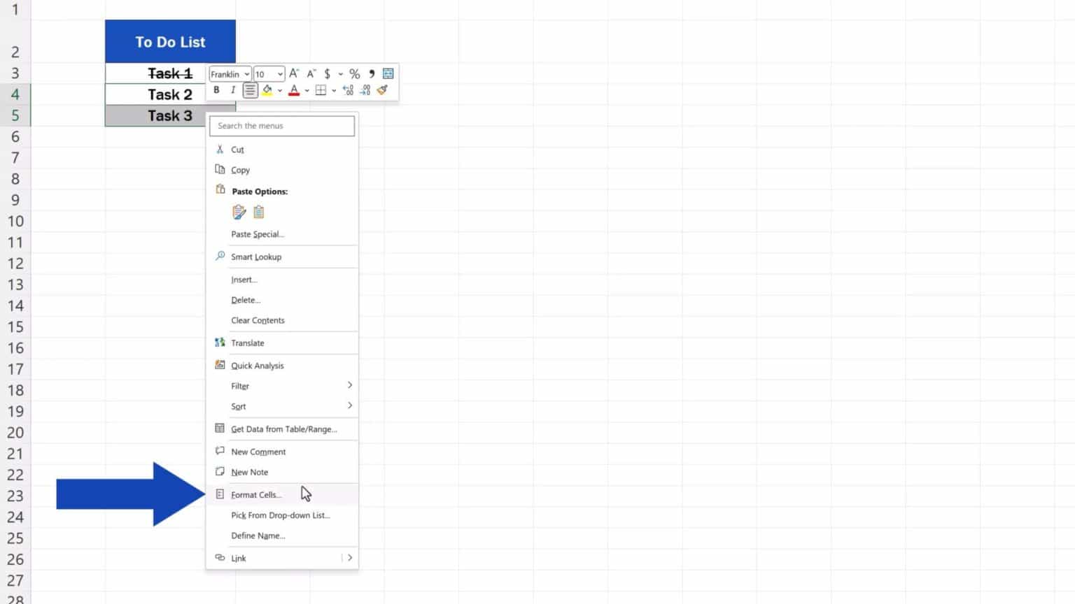 How to Strikethrough in Excel