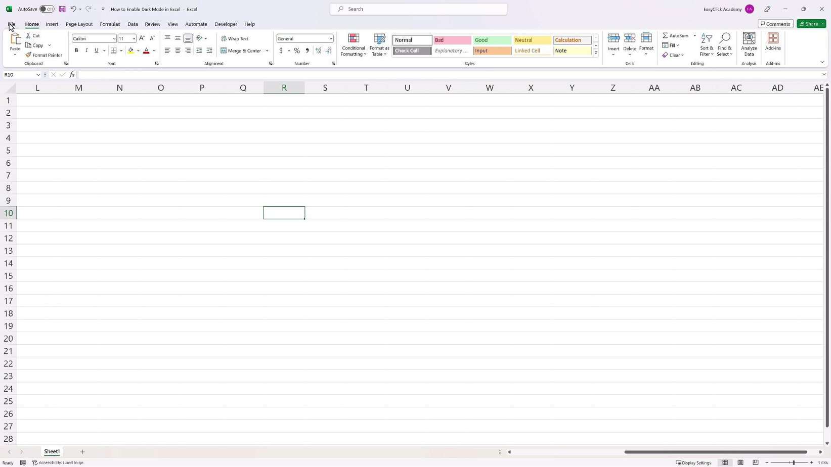 How to Enable Dark Mode in Excel (The Ultimate Guide) - EasyClick ...