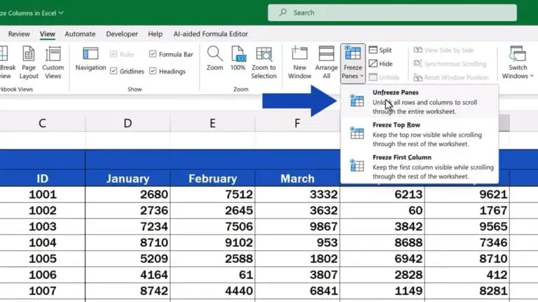 How to Freeze Columns in Excel (A Single or Multiple Columns ...