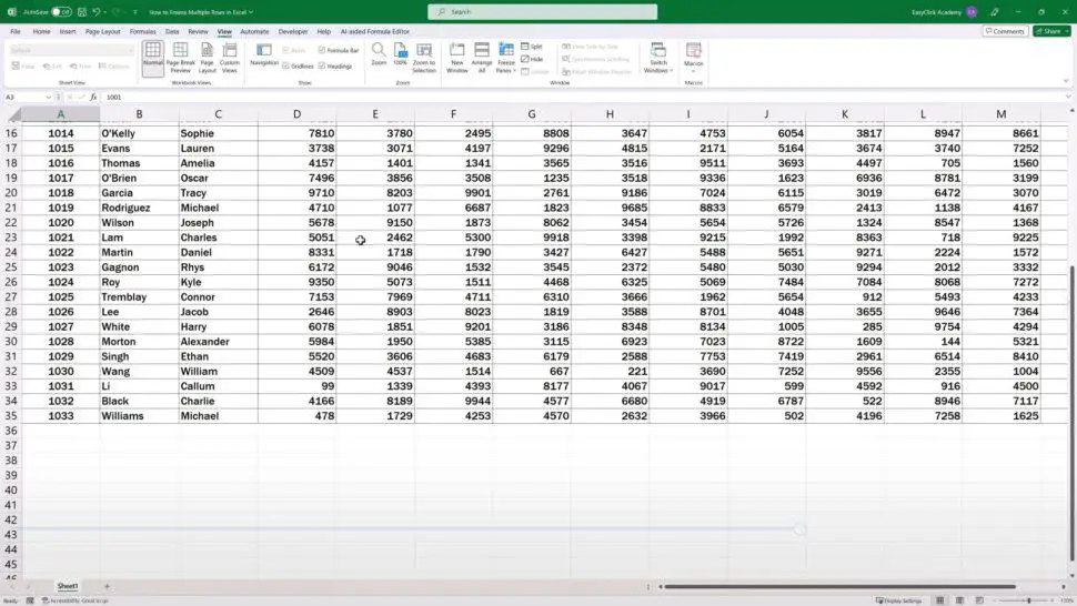 How To Freeze Multiple Rows In Excel Quick And Easy Easyclick Academyeasyclick Academy