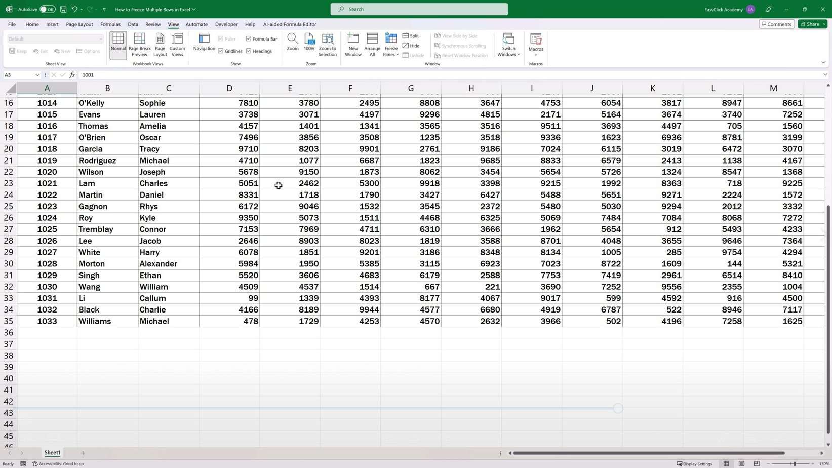 How To Freeze Multiple Rows In Excel Quick And Easy Easyclick