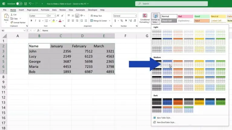 How to Make a Table in Excel (Format as Table) - EasyClick ...