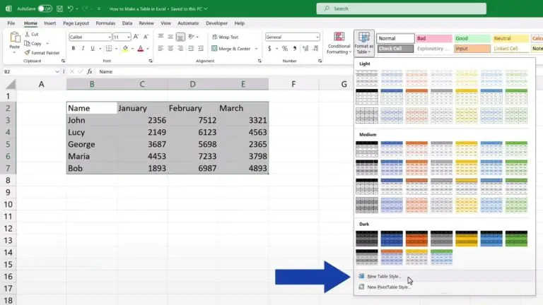 How to Make a Table in Excel (Format as Table) - EasyClick ...