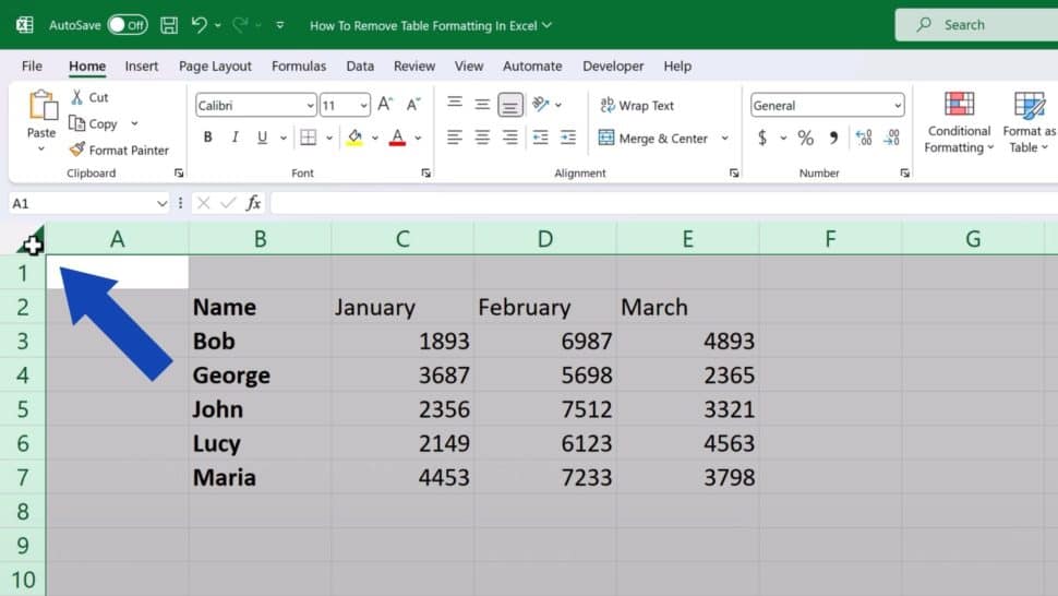 How to Remove Table Formatting in Excel