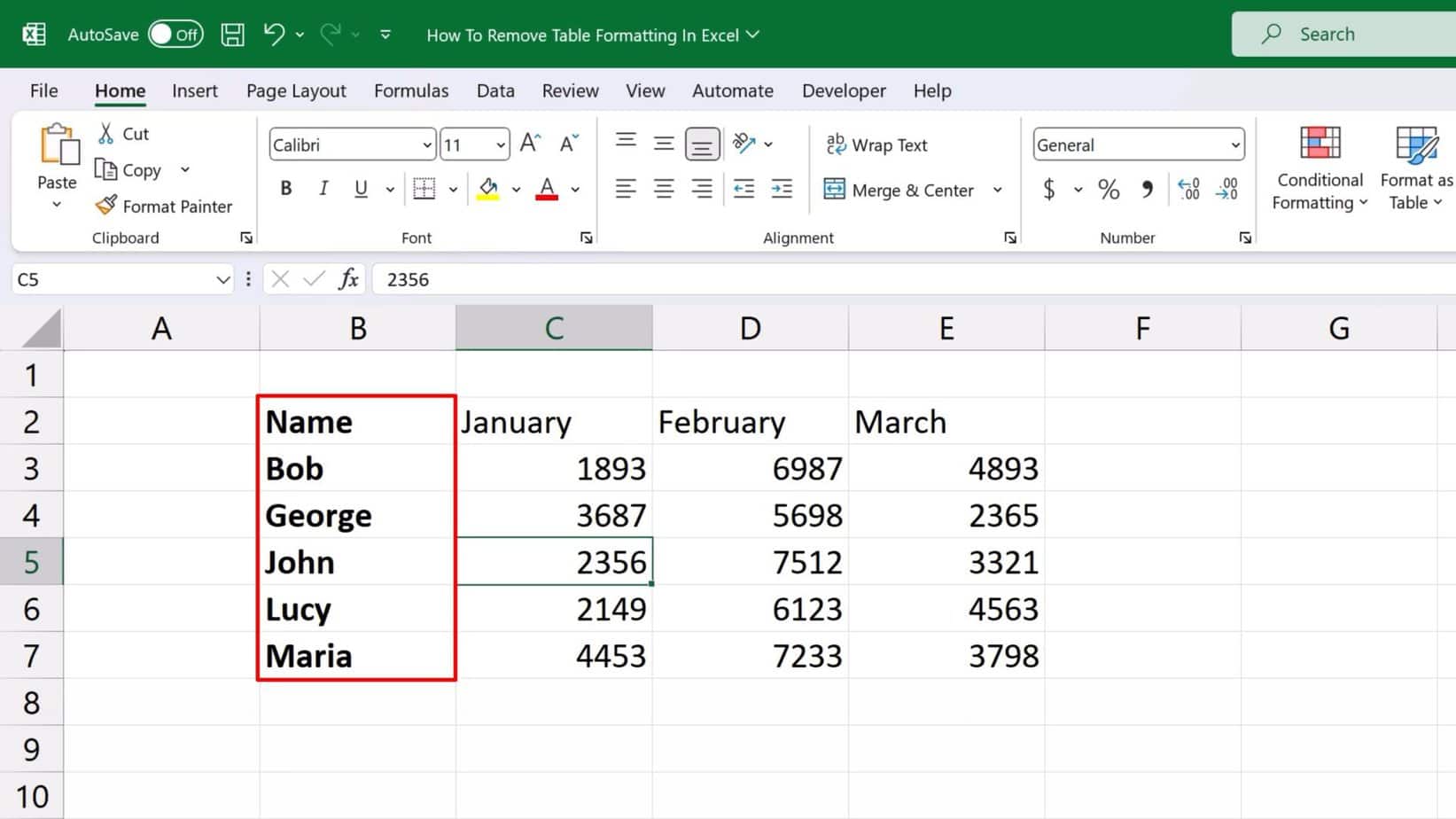 How to Remove Table Formatting in Excel