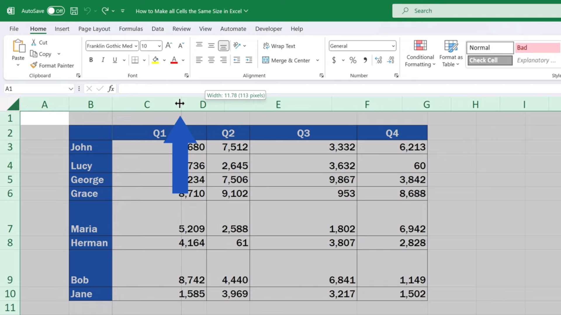 How to Make All Cells the Same Size in Excel (Quick and Easy ...