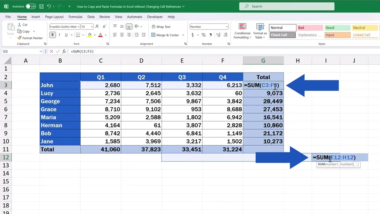 How to Copy and Paste Formulas in Excel without Changing Cell ...