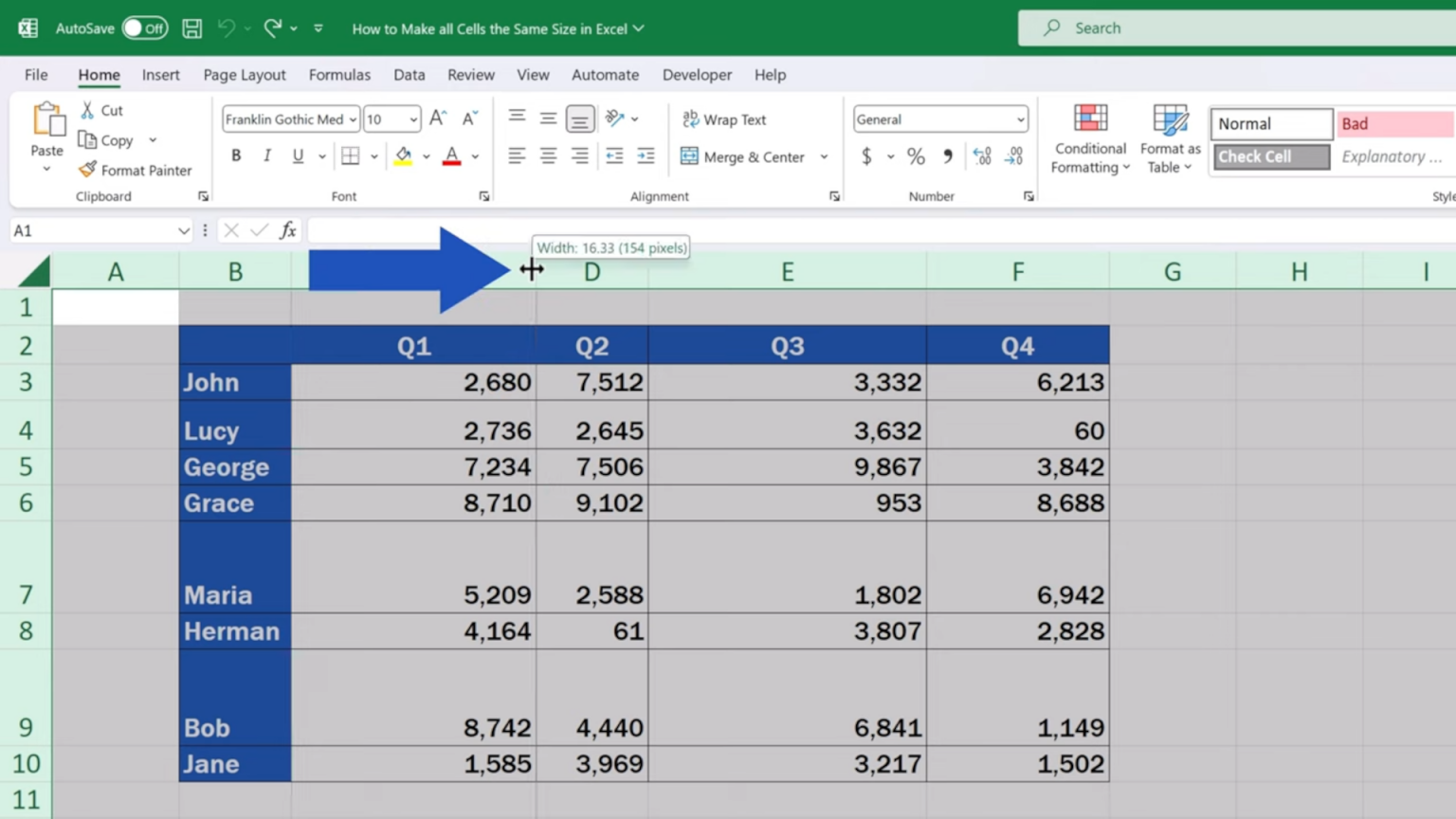 How to Make All Cells the Same Size in Excel (Quick and Easy ...