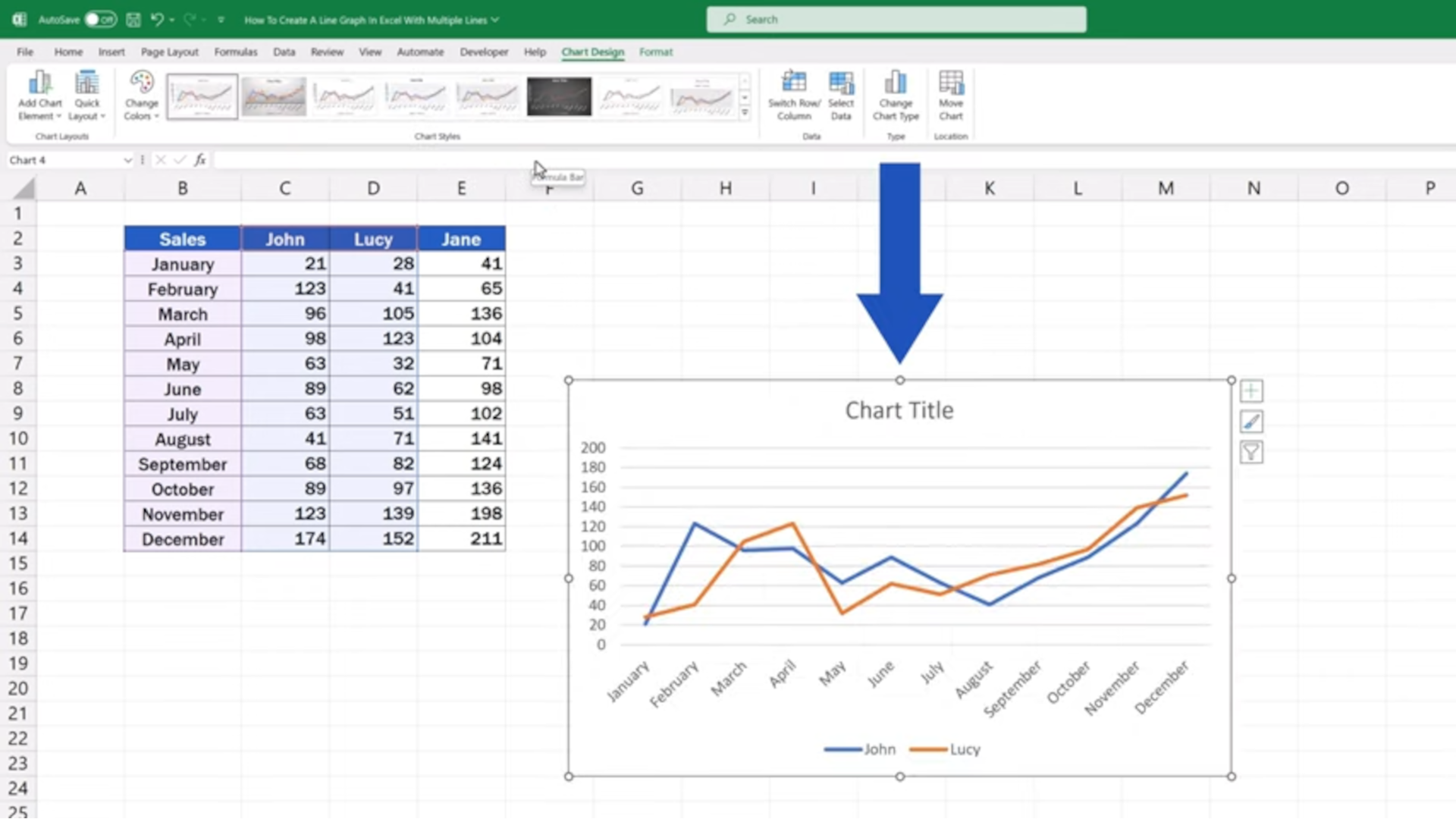 How To Create A Line Graph In Excel With Multiple Lines Easyclick 2741