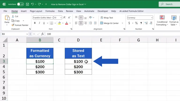How to Remove Dollar Sign in Excel - EasyClick AcademyEasyClick Academy