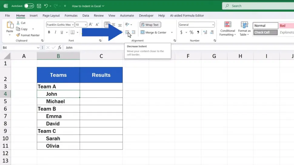 How to Indent in Excel - EasyClick AcademyEasyClick Academy